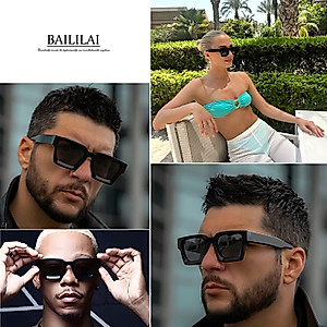 Baililai Unisex Polarized Sunglasses Trendy Sunglasses Men/Women 100% UV blocking (black)