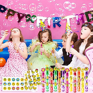 60PCS Duck Party Favors 12PCS DIY Bubble Wands 48PCS Stickers for Goodie Bag Fillers Pinata Stuffers, Mini Bubble Bulk Birthday Party Supplies Gifts Class Prizes for Toddlers Boys Girls