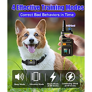 XDOGKUB Dog Shock Collar - 5200FT Dog Training Collar with Remote, IPX7 Waterproof Electric Collar and Remote with 4 Training Modes, Security Lock, Rechargeable e-Collar for All Breeds, Sizes