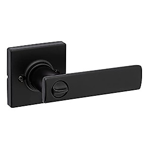 Kwikset Breton Keyed Entry Door Lever featuring SmartKey Security and Microban in Matte Black