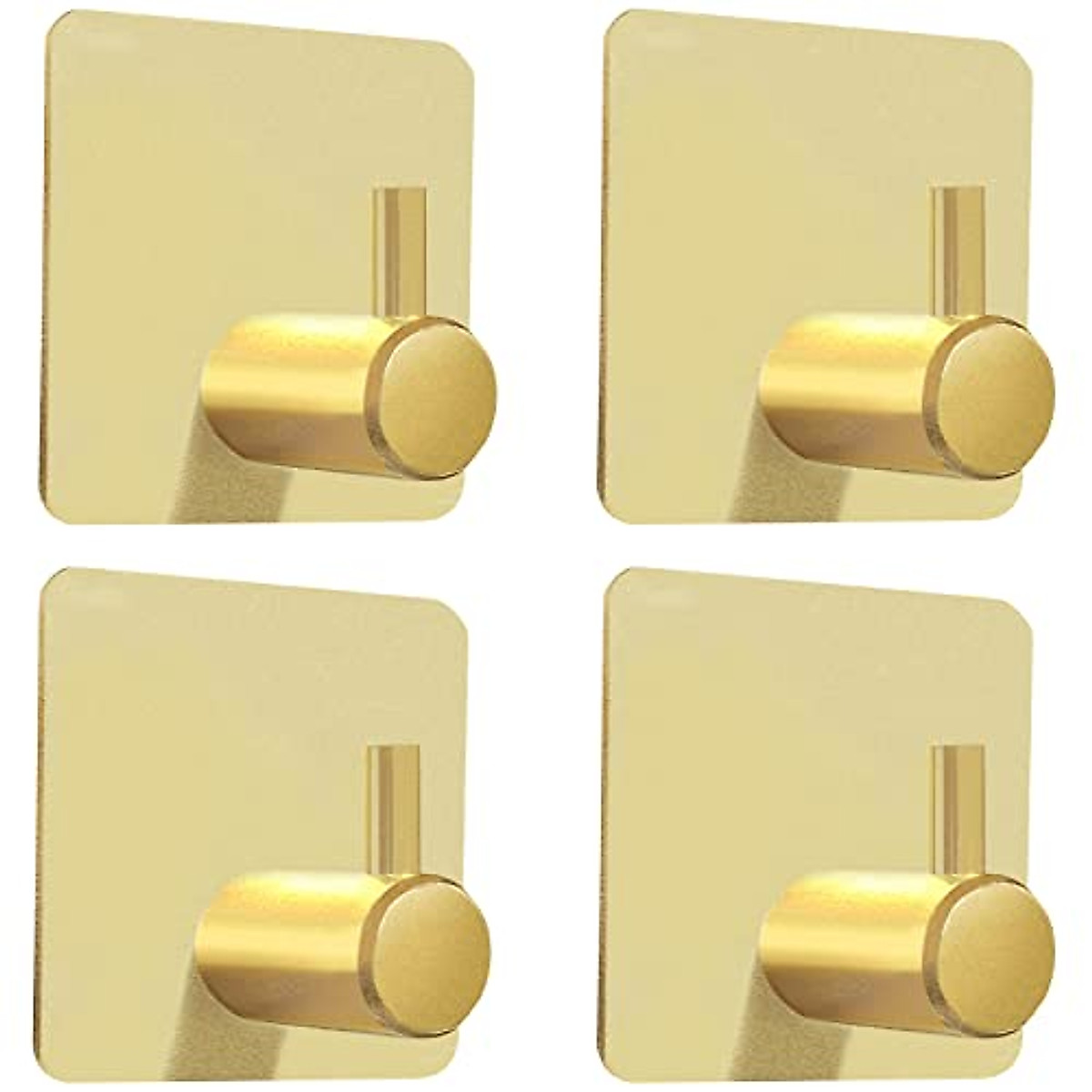 Biomoty Gold Adhesive Hooks, 4 Pack Wall Hooks Heavy Duty, Waterproof Sticky Hooks for Hanging Towel, Key, Coat, Hat, Robe, Clothes, Towel Hook for Bathroom Kitchen Wall Mounted (Gold)