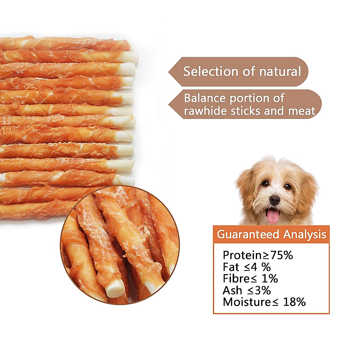 AIPET Dog Treats, Chicken Wrapped Rawhide Sticks for Dogs Treats Puppy Training Chews Snacks Sticks, 11Oz