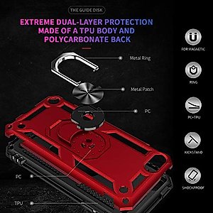 ULAK Compatible with iPod Touch 7 Case/iPod Touch 6 Case with 2 HD Screen Protectors, Hybrid Rugged Shockproof Cover with Built-in Kickstand for iPod Touch 7th/6th/5th Generation (Red)
