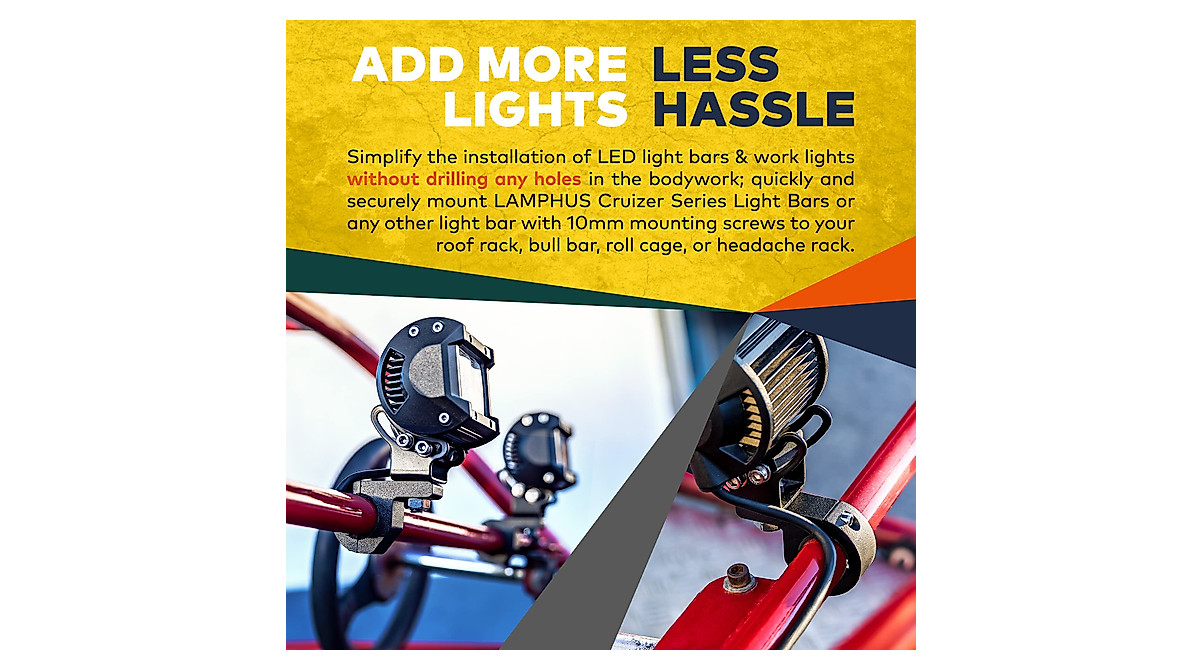 LAMPHUS Off-Road Light Bar Mounts - Easy Clamp for ATV/UTV Lights