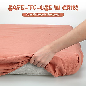 4 Pcs Baby Crib Sheets for Boys Girls, Cotton Baby Fitted Crib Sheet Soft Muslin Crib Sheets for Mini Crib Mattress (Natural Series Color,24 x 38 Inch)