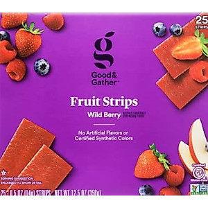 Fruit Strips Wild Berry Fruit Leathers Healthy Snack Made with Real Fruit Puree Concentrate Good and Gather 25 Strips (Wild Berry) - SET OF 3