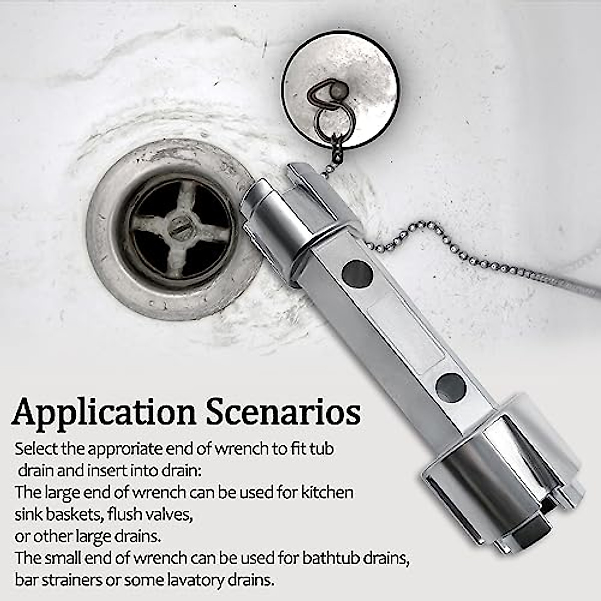 WBJKZJD Tub Drain Remover Wrench, Heavy Duty Drain Wrench Aluminum Alloy Wrench for Install and Remove Most Bath and Shower Drains