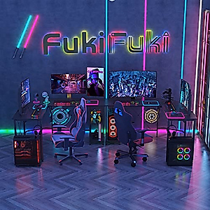 fukifuki L-Shaped Gaming Desk, 59.1" Corner Computer Office Desk, Writing Workstation,with Adjustable Shelves, Space-Saving, Easy to Assemble (Black)