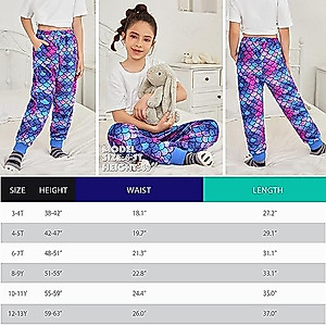 Little Girls Mermaid Pajamas Pj Pants Plush Fleece Warm Winter Sleepwear,4t 5t