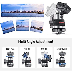 NEEWER Mini Ball Head with Removable Cold Shoe Mount and 1/4” Screw, Detachable Cold Shoe Base, 2 Way Installation Compatible with SmallRig Cage, DSLR Camera, Monitor, LED Video Light (2 Packs, ST44)