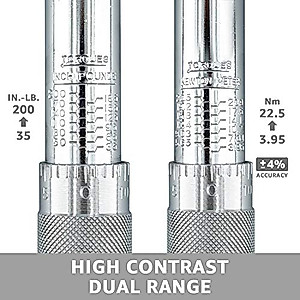 Amazon Basics 1/4-Inch Drive Click Torque Wrench - 35-200 in.-lb, 3.95-22.5 Nm