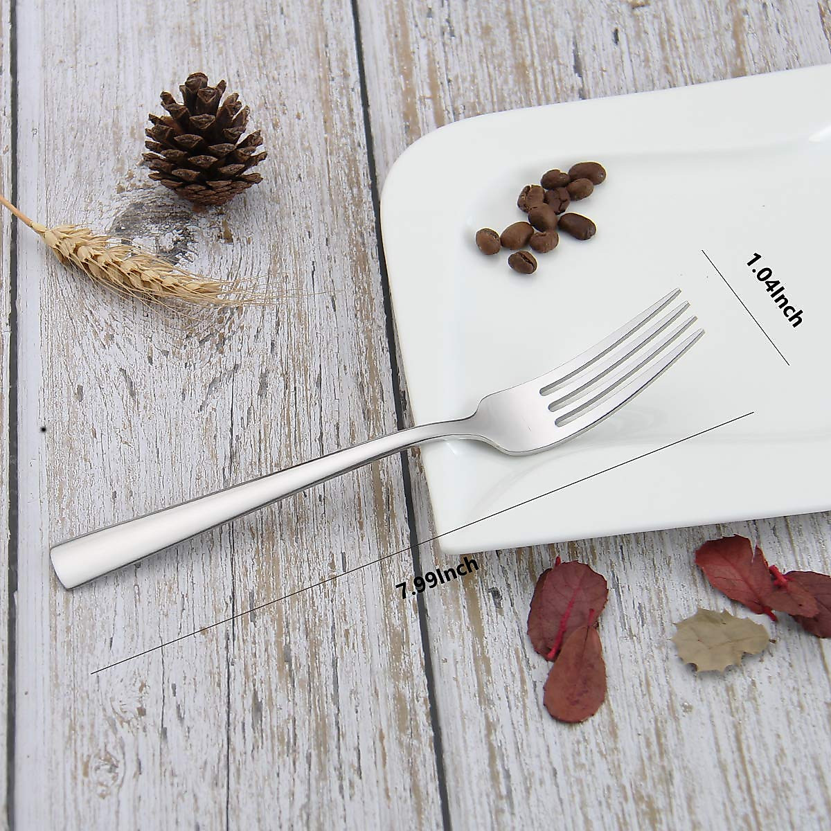 faderic Dinner Forks Set of 6, Table Forks, Flatware Forks Stainless Steel Forks,8-Inch,Silver, Square handle