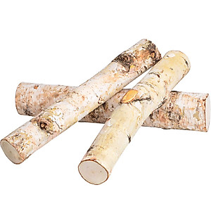 6 Pack Large Birch Logs for Fireplace Unfinished Wood Crafts DIY Home Decorative Burning(Logs:2.4"-3.1" Dia. x 16" Long)