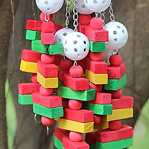 Litewoo Large Bird Parrot Swing Toys, Colorful Apple Shape Chew Wood Toy for Medium Large Bird and Parrot