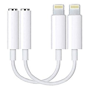 2 Pack [Apple MFi Certified] for iPhone 3.5mm Headphones Adapter, Lightning to 3.5 mm Headphone/Earphone Jack Audio Aux Adapter Dongle for iPhone 13 12 11 XS XR X 8 7 6 iPad, Support iOS 15 and More