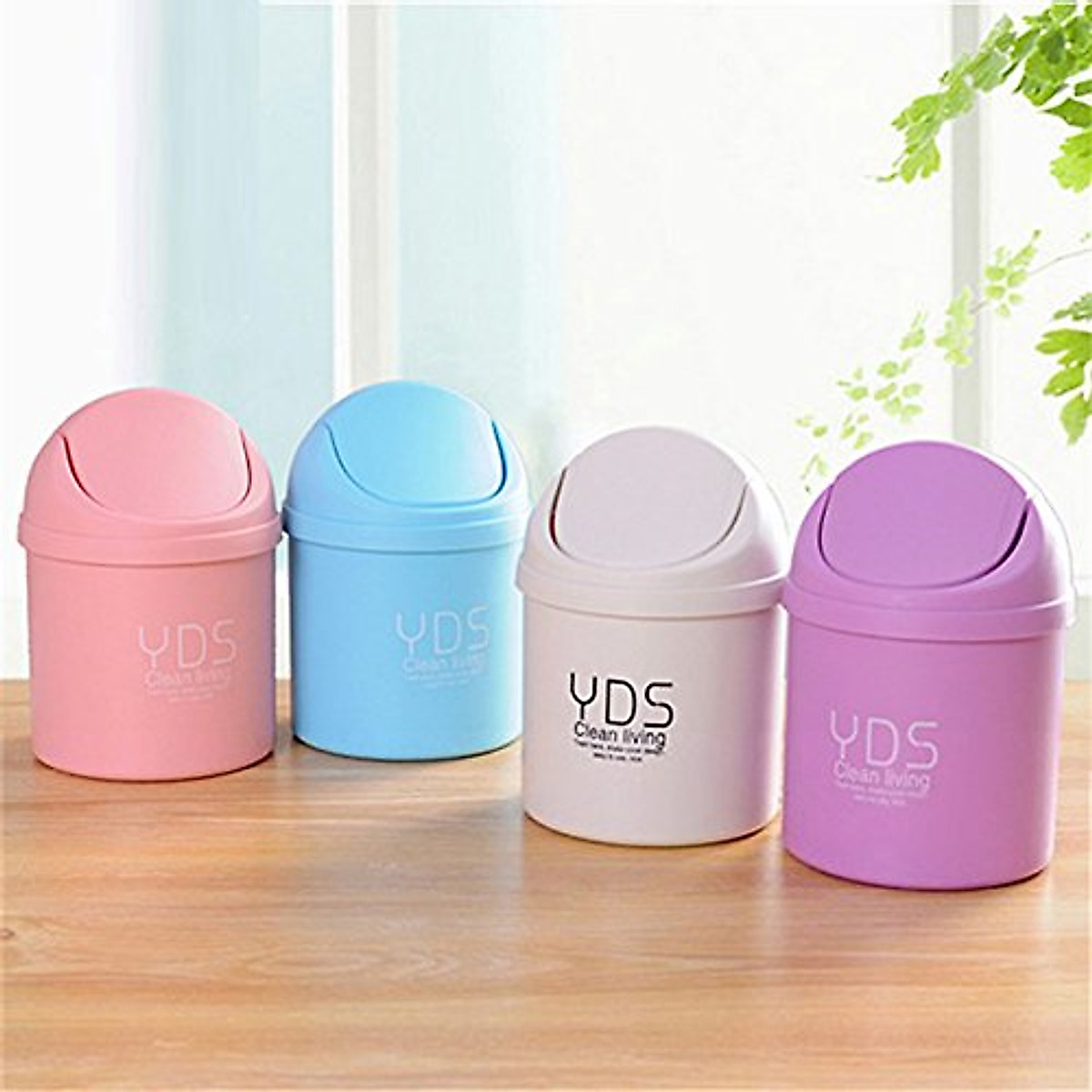 tbpersicwT Trash Can Creative Desktop Mini Trash Can Covered Kitchen Living Room Desk Trash Box Pink