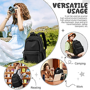 Small Backpack For School Girls Boys Aesthetic Lightweight Travel Daypack Simple Cute Backpack For Women Men Waterproof College High School Bookbag Fit 14 Inch Laptop With USB charging port,Black