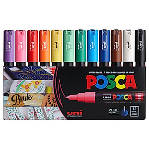 Uni-posca Paint Marker Pen - Extra Fine Point - Set of 12 (PC-1M12C)