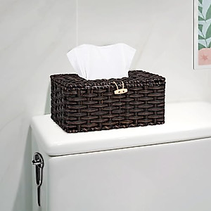 GRANNY SAYS Tissue Box Cover Rectangular, Tissue Box Holder, Waterproof Tissue Holders for Bathroom, Tissue Cover Box with Bottom, Decorative Facial Tissues Cube Box, Brown