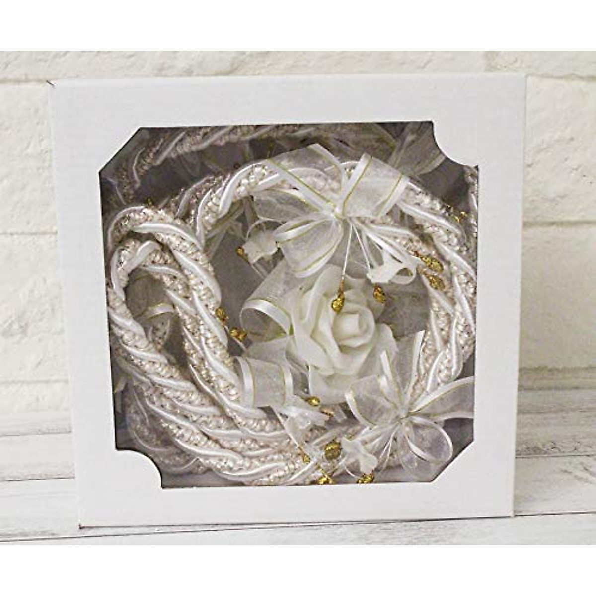 Beautiful White Ivory Gold Intertwine Silver Embellishment Accent Rope Migajon Lazo Wedding Lasso Traditional Lazos De Boda Tradicional Bridal Gift Box