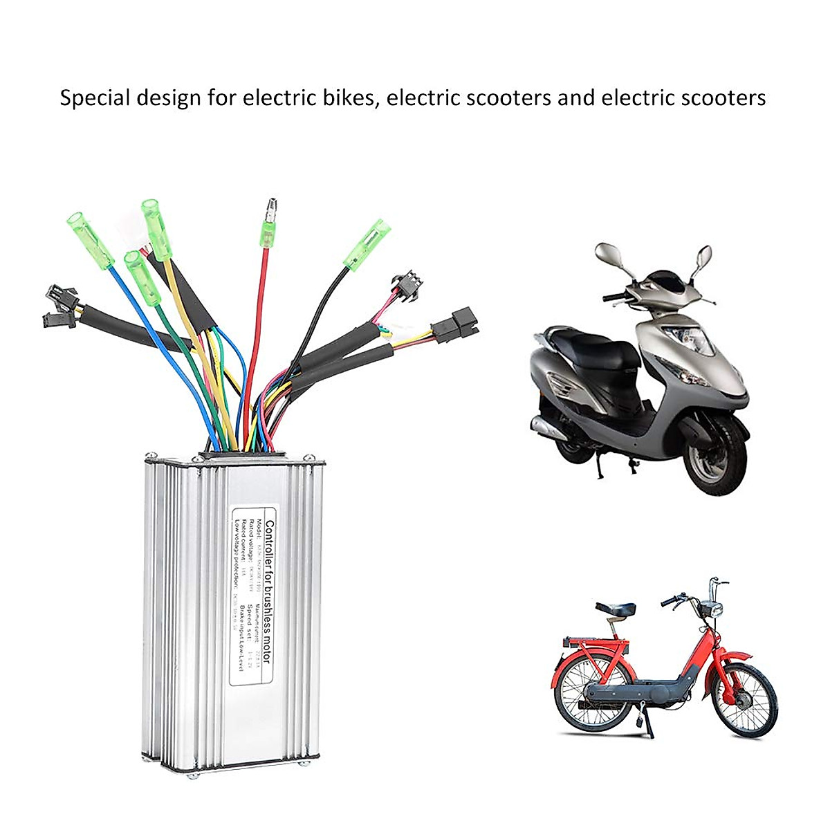 Vikye EBike Conversion Controller, 22A 9Tube 36/48V KT22A All Normal Heads Rectangular Controller Electric Bicycle Controller, EBike Controller