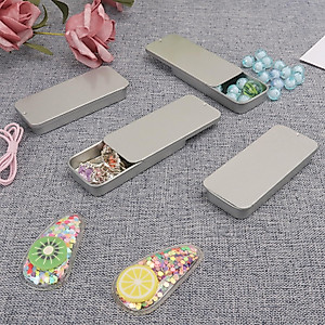 GENHAKON 50 PCS 3.15 x 1.34 x 0.4 inch, Slide Top Tin Containers, Slide Top Tin Box, Slide Top Matel Tin Boxes with Lid for Small Items, Such as Candy, USB Cable, Pills, Earring, Jewelry Craft, Etc