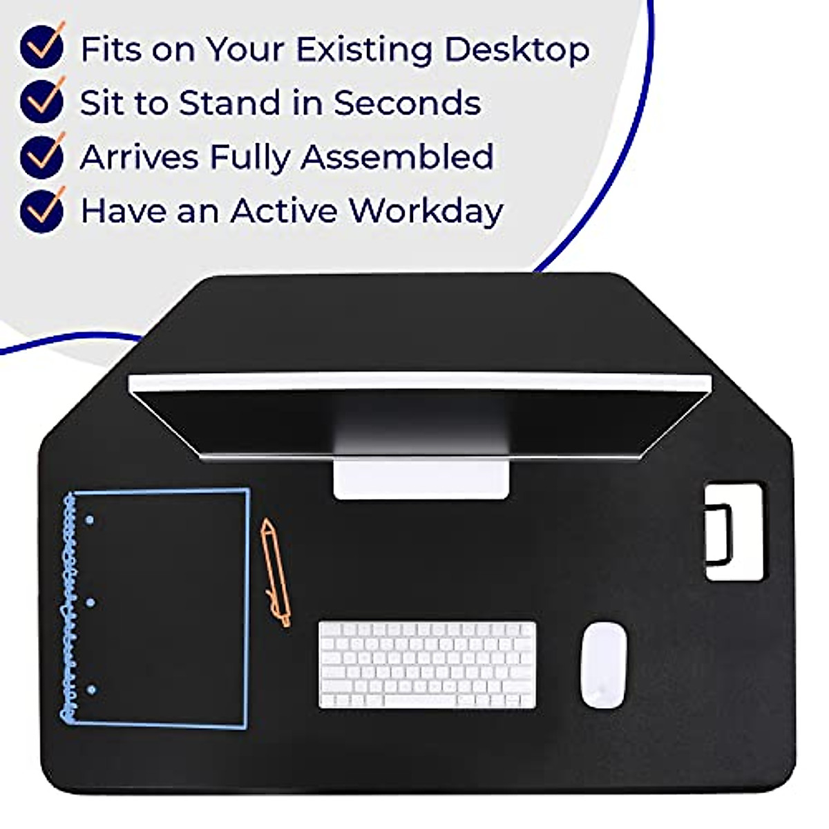 Stand Steady X-Elite Pro | Premier Corner Standing Desk Converter | Extra Large 40 Inch Sit to Stand Desk | Fully Assembled | Height Adjustable Desk Converter for Cubicles and L-Shaped Desks (Black)