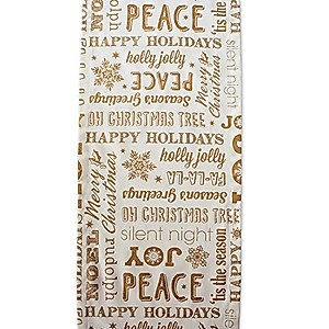 DII Holiday Dining Table Linen Metallic Fabric Kitchen Décor, Christmas Table Runner, 14x108, Gold Holiday Collage