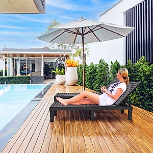 YITAHOME Chaise Outdoor Lounge Chairs with Adjustable Backrest, Sturdy Loungers for Patio & Poolside, Easy Assembly & Waterproof & Lightweight with 265lbs Weight Capacity, Set of 2, Taupe