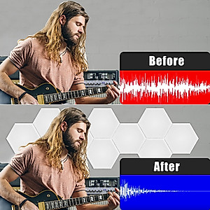 Dailycooper 12 Pack Self-adhesive Acoustic Panels 12" X 10" X 0.4" - Sound Proof Foam Panels with High Density, Stylish Hexagonal Design, Flame Resistant, Absorb Noise and Eliminate Echoes(White)