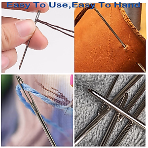 ORRDICE-9 PCS Large-Eye Blunt Needles, Stainless Steel Yarn Knitting Needles, Sewing Needles for Hand Sewing, Crafting Knitting Weaving Stringing Needles, Perfect for Finishing Off Crochet Projects