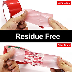 Clickslock 5 Pack Heavy Duty Duct Tape, 1.88 inch x 25 Yards Red Duct Tape, Flexible, No Residue and Waterproof, All-Weather and Tear by Hand