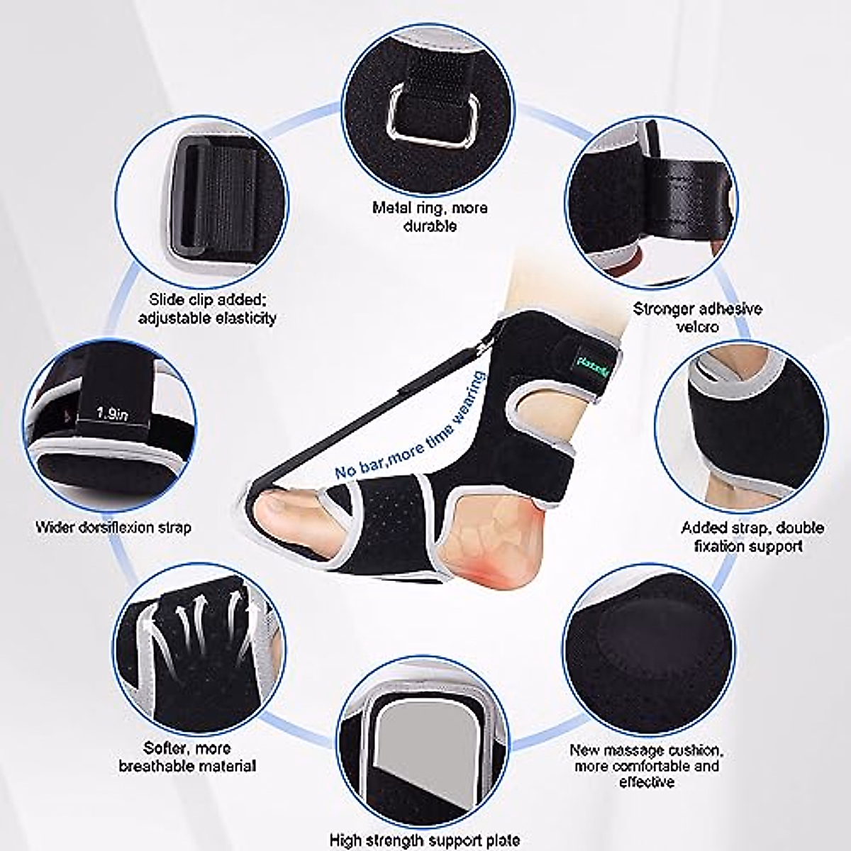 Plantarelief Plantar Fasciitis Night Splint: Upgraded Plantar Fasciitis Relief Brace with Arch Support Women Men - Treatment for Plantar Fasciitis, Achilles Tendonitis, Foot Drop and Heel Pain - Black