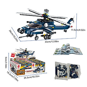 QMAN Building Blocks STEM Toy for Kids 8-in-1 City Police Helicopter Building Bricks Set Car Model Boat Building Toys for Boys and Girls Age 6+ Years Old (381 Pieces)