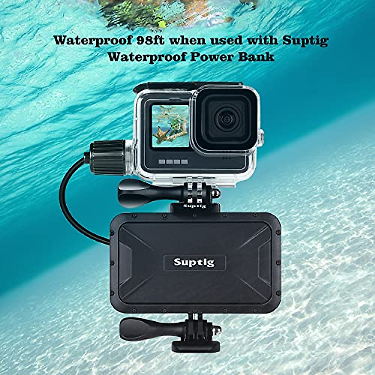 Suptig Waterproof Housing Case Waterproof Case Dive Case Charging Case Compatible for Gopro Hero 11 Hero 10 Hero 9 Black Waterproof 164Ft