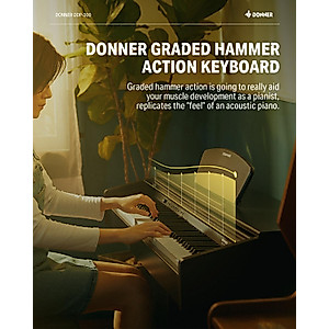 Donner DDP-300 Digital Piano + Black Piano Bench with Storage