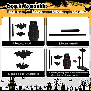 Mifoci Bat Paper Towel Holder with 2 Holders Gothic Home Decor Wooden Paper Towel Dispenser Stand Organizer for Table Countertop Kitchen Bathroom Toilet Decor Christmas Thanksgiving Party Favor Gift