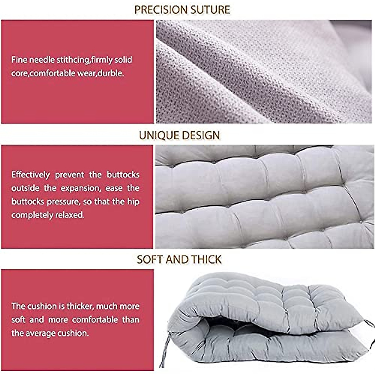 KRIDDR Thick Garden Bench Cushion 2 3 Seater Rectangle Chair Cushion 80/100/120cm Bench Cushions for Indoor Outdoor Chaise Lounge Swing