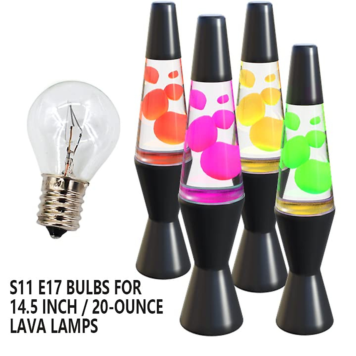 6 Pack S11 E17 Base 25 Watt Bulbs for Lava Lamps,Replacement Bulbs for Lava Lamps,Glitter Lamps