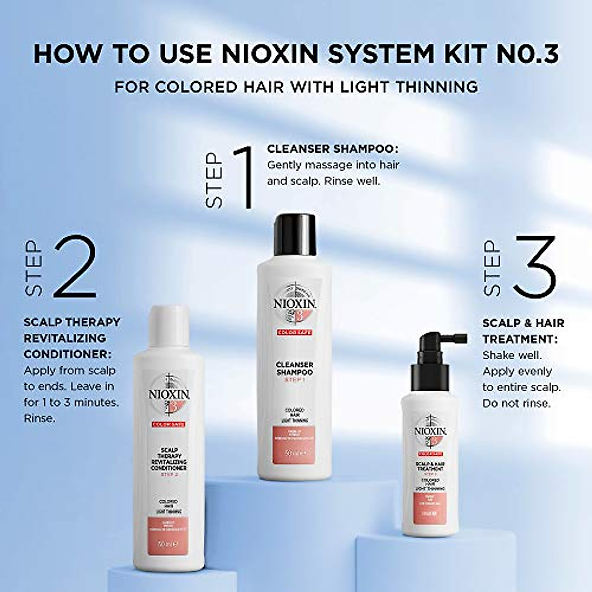 Nioxin System 3 Scalp Therapy Conditioner, Color Treated Hair with Light Thinning, 16.9 Fl Oz