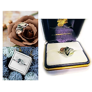 Marquise Mystic Fire Topaz Double Wrap Ring, Sterling Silver, 12k Green and Rose Black Hills Gold Size 7