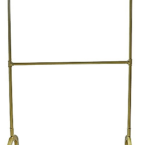 TFCFL Gold Rod Clothing Garment Rack, Heavy Duty Metal Shoes Bags Clothes Organizer Storage Shelves Garment Rack Wardrobe Rack Compact Large Metal Clothing Rack with Shoe Shelf (Style G)