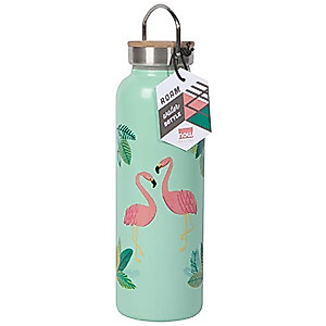 Now Designs Stainless Steel Water Bottle with Bamboo Lid, Mermaids - 18 oz Capacity