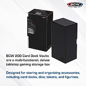 BCW Deck Vault-LX 200 - Black | Premium Card Deck Box with 100 Sleeved Card Capacity, Magnetic Closure, and Dice Tray | For Magic Commander, Pokemon
