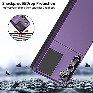 Vofolen for Samsung Galaxy S23 Case Wallet Credit Card Holder with Transparent Ring Stand Kickstand, Camera Lens Protector Hidden Pocket Anti-Scratch Dual Layer Slim Protective Cover 6.1"5G GreyPurple
