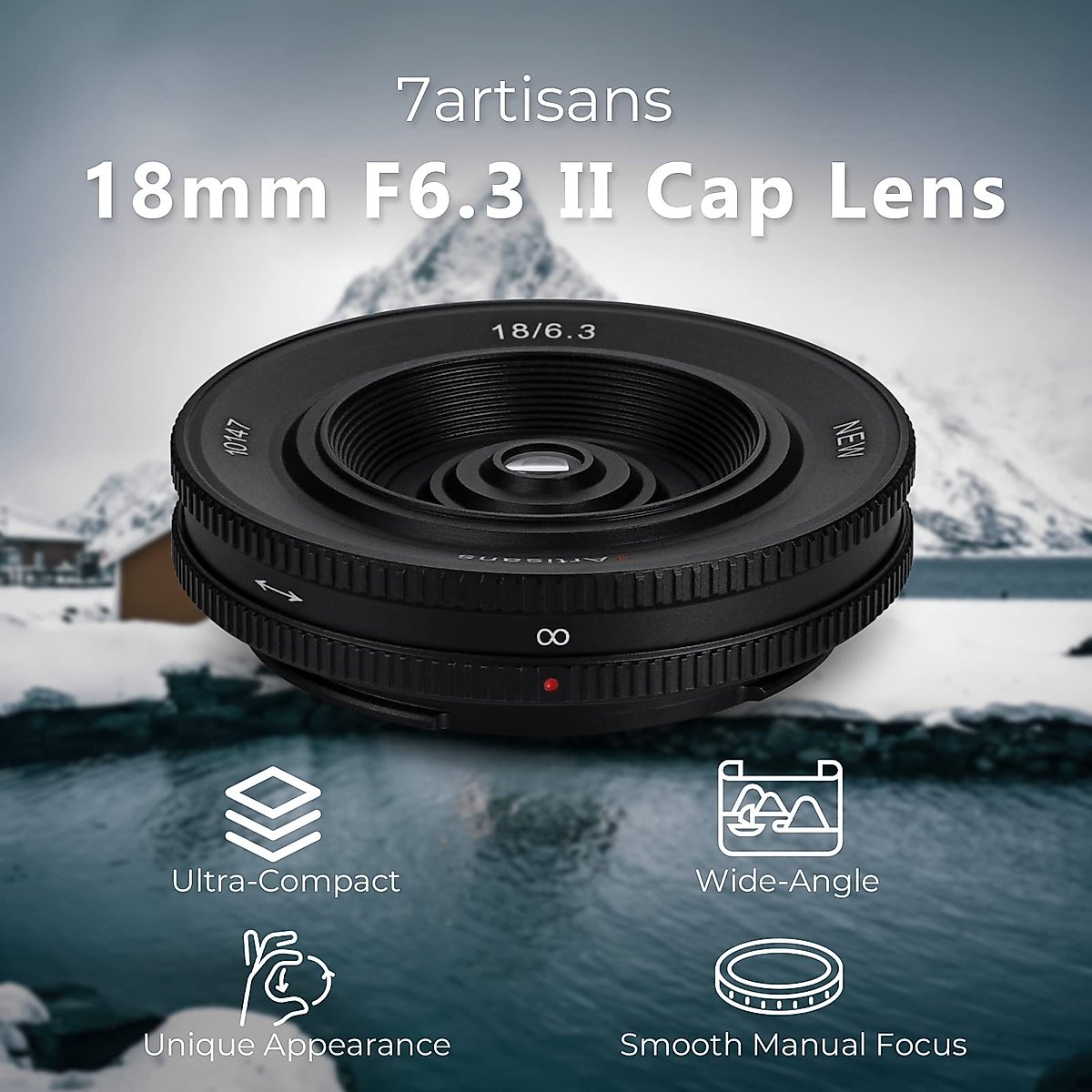 7artisans 18mm F6.3 Mark II UFO Lens, Compatible with Fuji X-Mount Mirrorless Cameras X-A3 X-A5 X-A7 X-Ｍ1 X-Ｍ2 X-Ｈ1 X-T1 X-T10 X-T2 X-T20 X-T3 X-T４ X-T100 X-T200 X-T30 X-Pro1 X-Pro2 X-Pro3 X-E1 X-E2