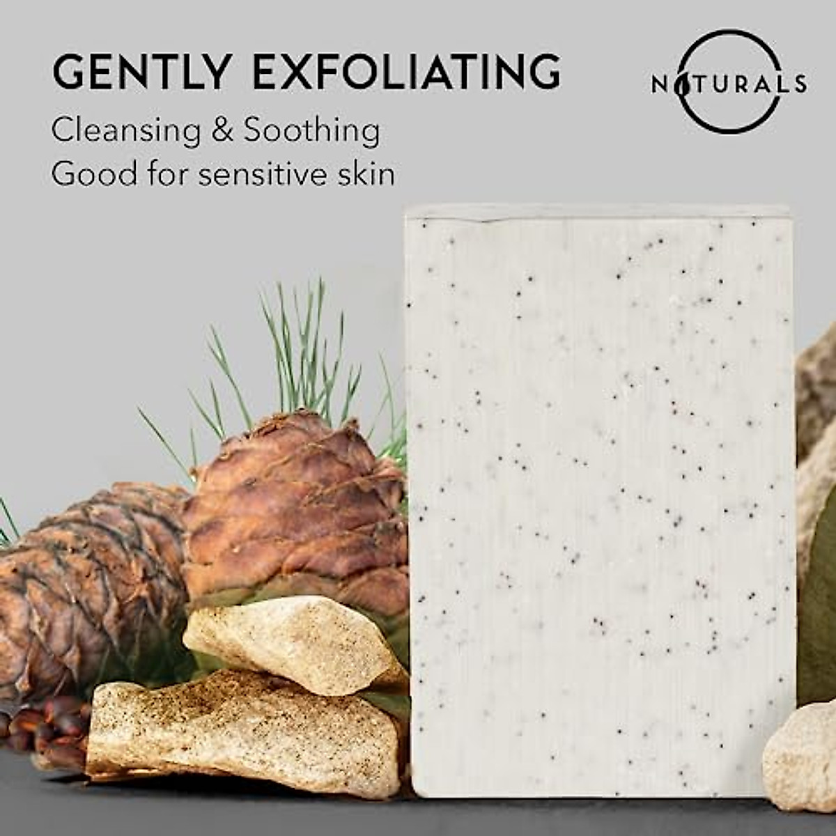 O Naturals 7.76 oz (3PC) Exfoliating Soap Bar Cedarwood - Heavy Grit Mens Soap - All Natural Exfoliation Bar Soap for Men - Apricot Kernels Bar Soap - Face Soap Bar - Moisturizing Mens Face Bar Soap