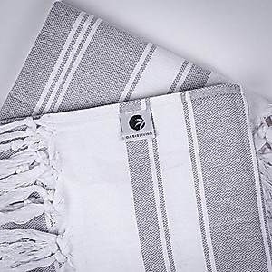 Oasis Living Turkish Style Hand Towel 100% Cotton | Set of 4 | Premium Towels for Kitchen, Bathroom, Gym, Face | Tea and Dishcloth (Grey)