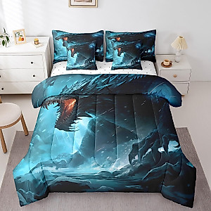 Feelyou Monster Bed in a Bag 3D Animal Printed Comforter Set with Sheets for Kids Boys Girls Monster Theme 7 Piece Bedding Set Lightweight Bed Set Twin Size
