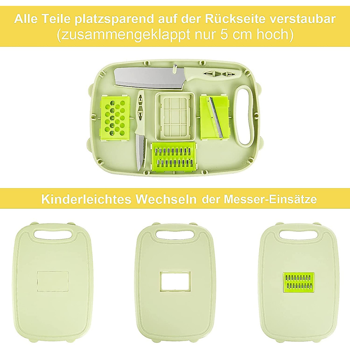 BUYONE Collapsible Cutting Board, Foldable Chopping with Colander, 9-In-1 Multi Kitchen Vegetable Washing Basket Silicone Dish Tub for Camping, Picnic, BBQ, Kitchen-Green, LSBL1T, One Size